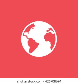 Earth Flat Icon On Red Background Stock Vector (Royalty Free) 426708694 ...