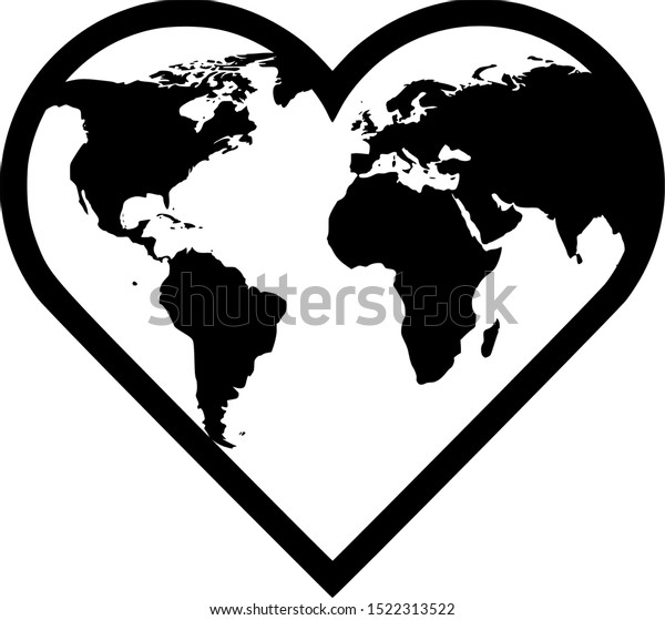 Earth Form Heart World Map Form Stock Vector (Royalty Free) 1522313522 ...