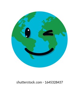 Earth Globe Character Smile Vector Illustration Stock Vector (Royalty ...