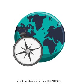 Earth Globe Compass Icon Stock Vector (Royalty Free) 483838033 ...