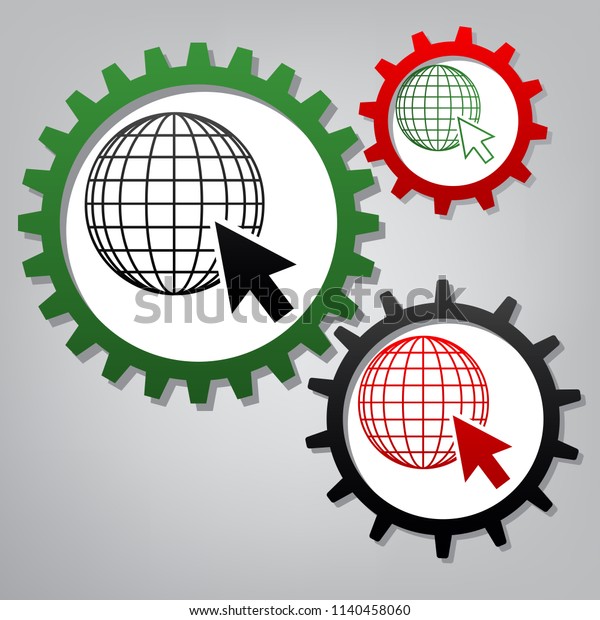 Earth Globe Cursor Vector Three Connected: vector de stock (libre de ...