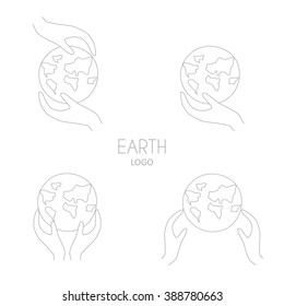Earth Globe Emblem Icon Set Vector Stock Vector (Royalty Free ...