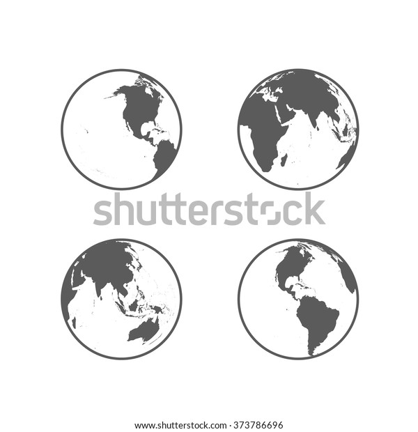 Earth Globe Emblem Icon Set Vector Stock Vector (Royalty Free) 373786696