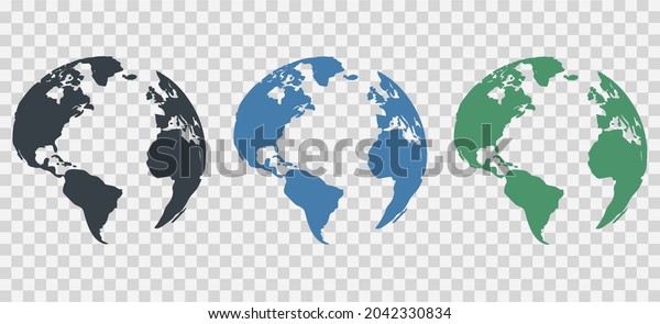 Earth Globe Icon Set Earth Hemispheres Stock Vector (Royalty Free ...