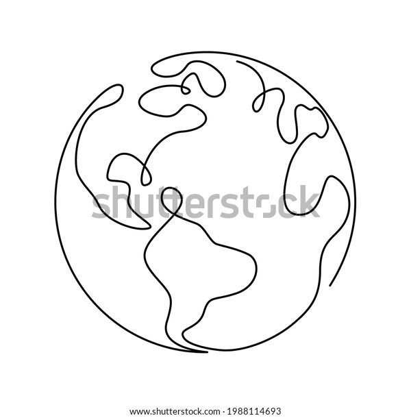 Earth Globe One Continuous Line Drawing Stock Vector (Royalty Free ...