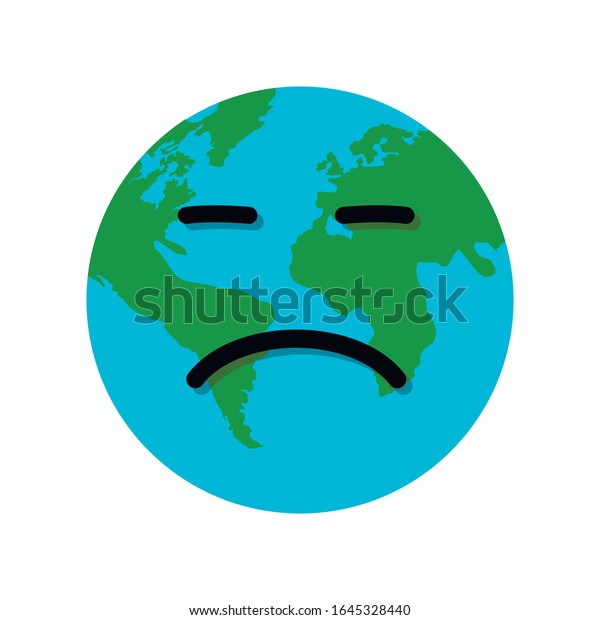 Earth Globe Sad Emotion Face Vector Stock Vector (Royalty Free ...