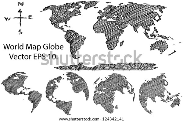 Earth Globe World Map Detail Vector Stock Vector (Royalty Free) 124342141