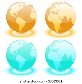 Earth Globes Over Continents: เวกเตอร์สต็อก (ปลอดค่าลิขสิทธิ์) 33883321 ...