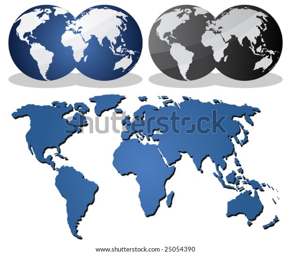 Earth Globes Over Continents Stock Vector (Royalty Free) 25054390 ...