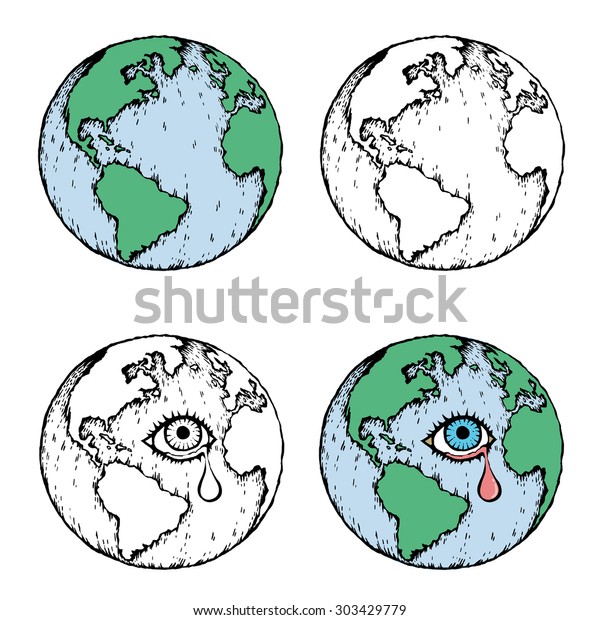 Earth Icon Crying World Earth Sad Stock Vector (Royalty Free) 303429779 ...