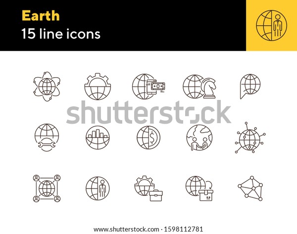 Earth Line Icon Set Globe Planet Stock Vector (Royalty Free) 1598112781 ...