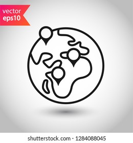 Earth Location Icon Map Point Sign Stock Vector (Royalty Free) 1284088045