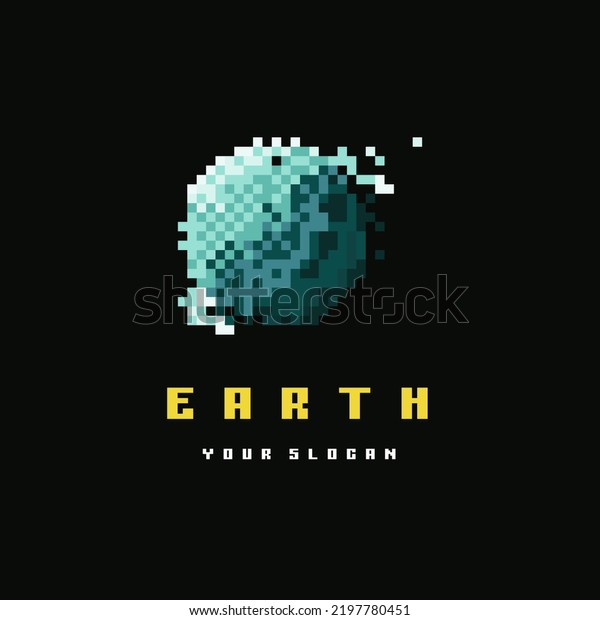 Earth Logo Design Illustration Pixel Art Stock Vector (Royalty Free ...