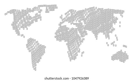 Earth Map Mosaic Created Contour Rectangle Stock Vector (Royalty Free ...