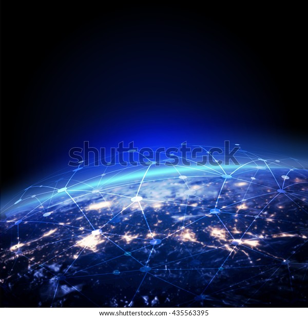 Earth Mesh Connection Concept Light Horizon Stock Vector (Royalty Free ...