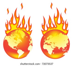 Earth On Fire Isolated On White Stock Vector (Royalty Free) 72073537 ...