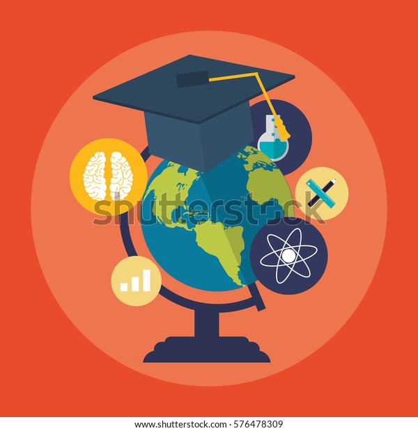 Earth Planet Graduation Cap Stock Vector (Royalty Free) 576478309 ...