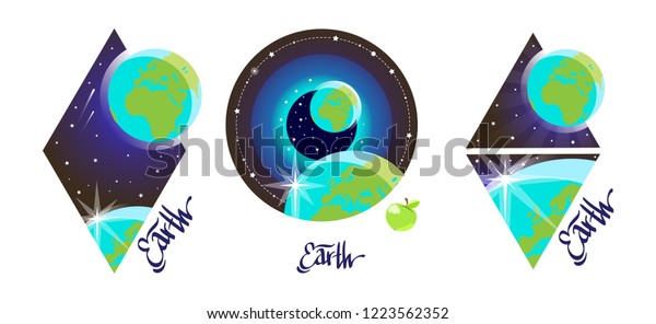 Earth Set Vector Illustrations Flat Style Stock Vector (Royalty Free ...