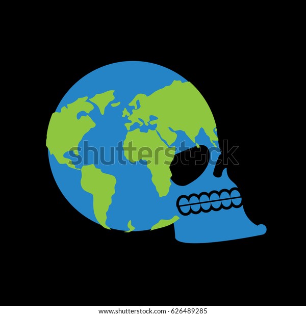 Earth Skull Head Skeleton Planet Continents Stock Vector (Royalty Free ...