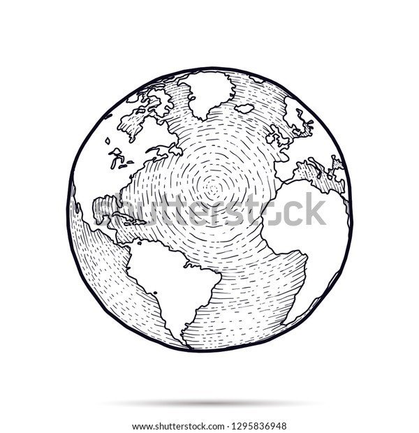 Earth Vector Draw Sketch On White Stock Vector (Royalty Free ...