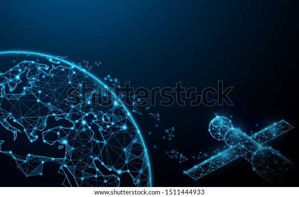 Earth View Space Satellite Lines Triangles Stock Vector (Royalty Free ...