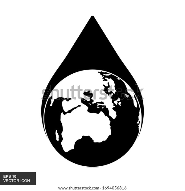 Earth Water Drop Icon Vector Illustration Stock Vector (Royalty Free ...
