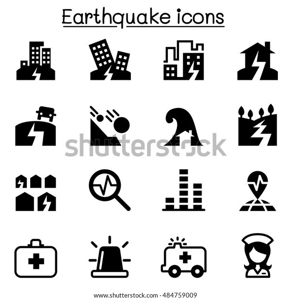 Earthquake Icon Set Stock Vector (Royalty Free) 484759009