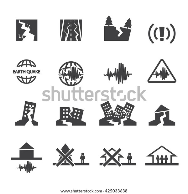 Earthquake Icons Set Stock Vector (Royalty Free) 425033638