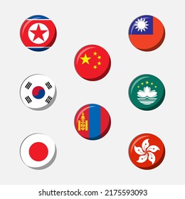 East Asia Countries Flags Flag Icon Stock Vector (Royalty Free ...