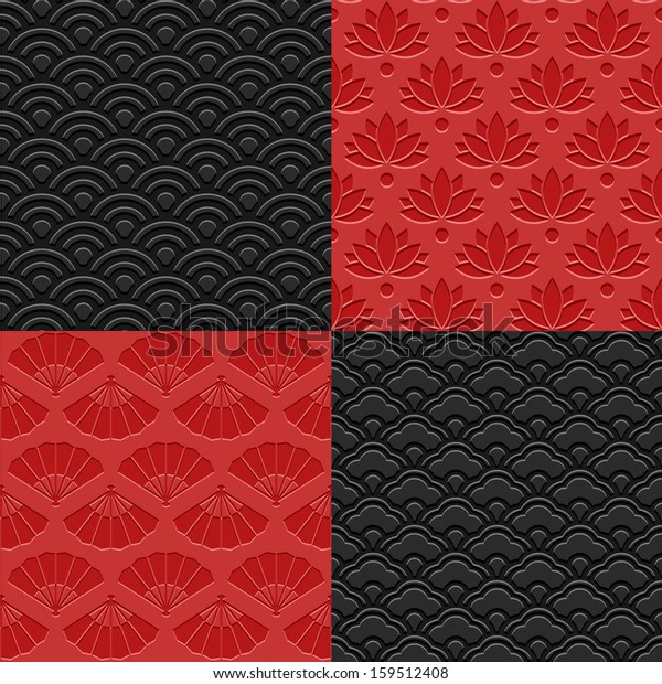 East Asia Seamless Patterns Set 1 Stock Vector (Royalty Free) 159512408 ...