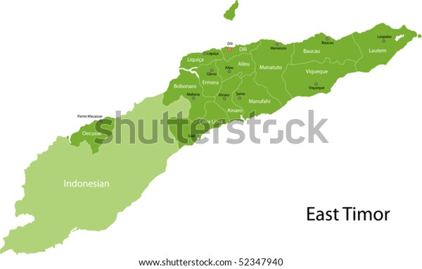 East Timor Map Districts Borders Capital Stock Vector (Royalty Free ...