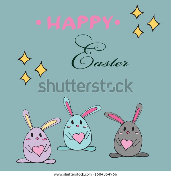Easter Bunny Handwritten Headline Happy Easter Stock Vector (Royalty ...
