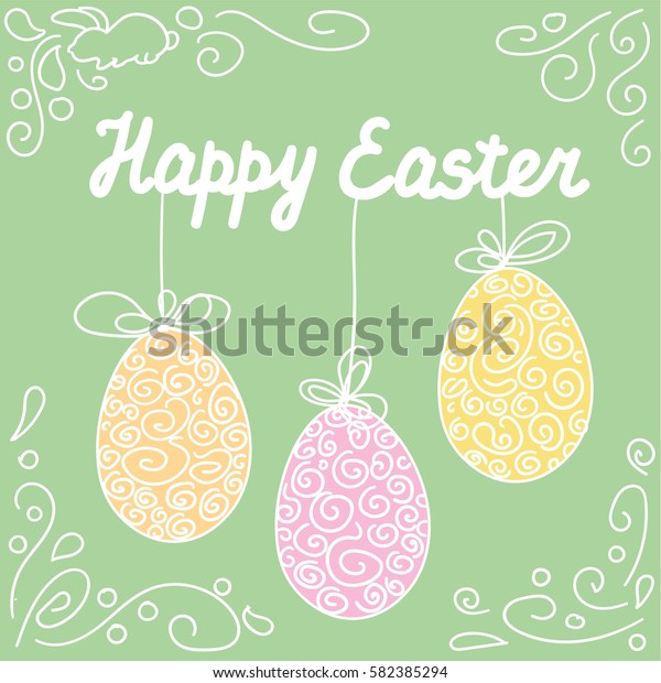 Easter Bunny Handwritten Headline Happy Easter Stock Vector (Royalty ...