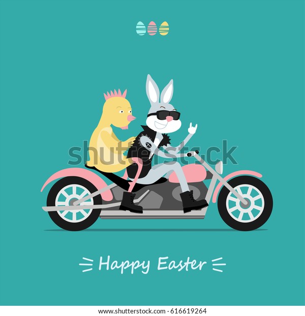 Easter Bunny Rocker Chick Punk Riding Stock Vector (Royalty Free ...