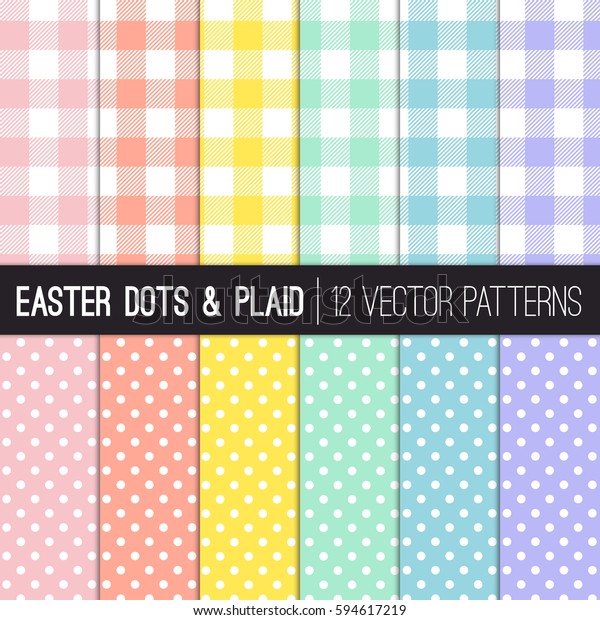 Easter Colors Gingham Plaid Polka Dots Stock Vector (Royalty Free ...