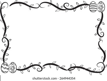 Easter Day Border Black White Stock Vector (Royalty Free) 264944354 ...