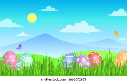 Seamless Background Blimp Above Hills Vector Stock Vector (Royalty Free ...