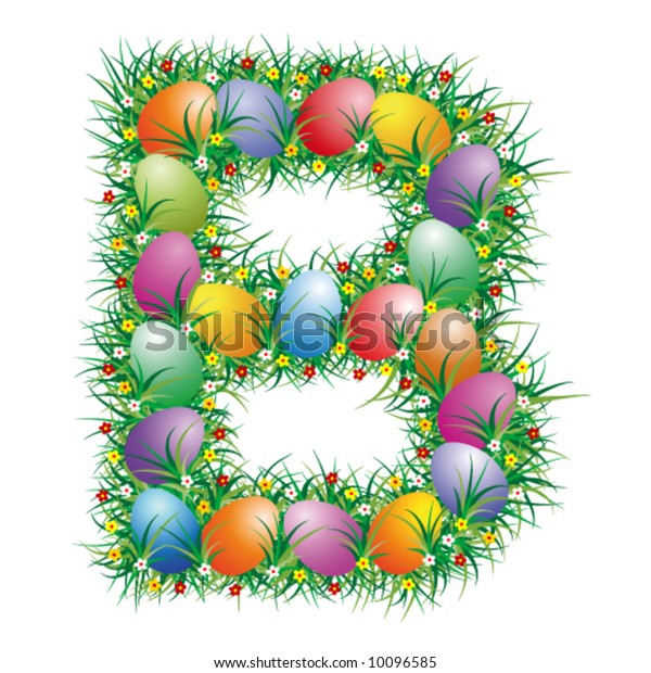 Easter Letter B Eggs Hidden Grass: stockvector (rechtenvrij) 10096585 ...