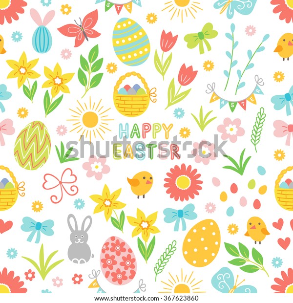 Easter Seamless Pattern Flower Branch Holiday Stock Vector (Royalty ...
