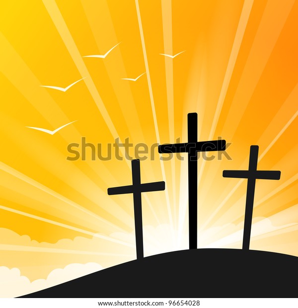 Easter Style Three Crosses Stock Vector (Royalty Free) 96654028