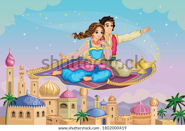 Eastern Princess Aladdin On Magic Carpet Stock Vector (Royalty Free ...