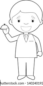 Easy Coloring Cartoon Vector Illustration Receptionist Stock Vector ...