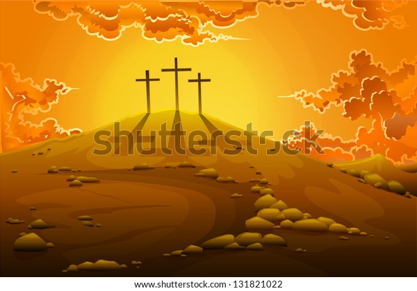 Easy Edit Vector Illustration Calvary Crucifixion Stock Vector (Royalty ...