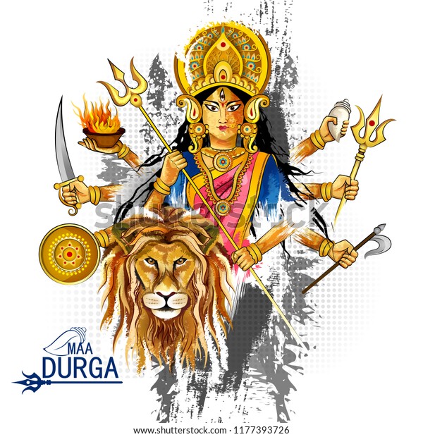 Easy Edit Vector Illustration Happy Durga Stock Vector (Royalty Free ...