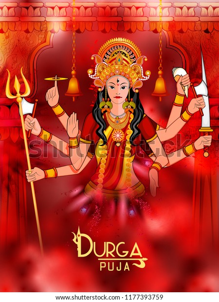 Easy Edit Vector Illustration Happy Durga: vector de stock (libre de ...