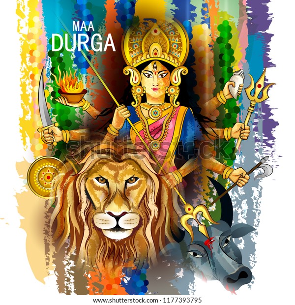 Easy Edit Vector Illustration Happy Durga Stock Vector (Royalty Free ...