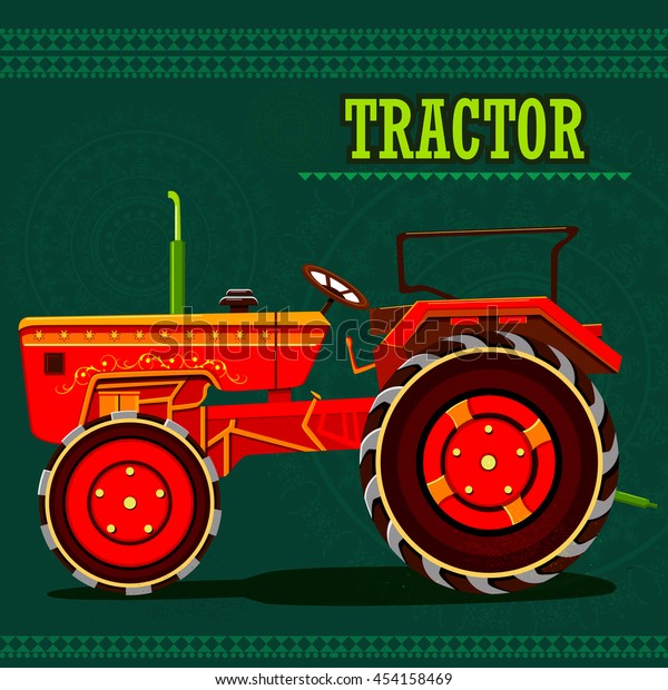 Easy Edit Vector Illustration Indian Tractor Stock Vector (Royalty Free ...