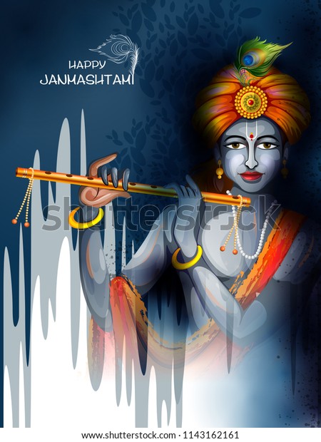 Easy Edit Vector Illustration Lord Krishna Stock Vector (Royalty Free ...