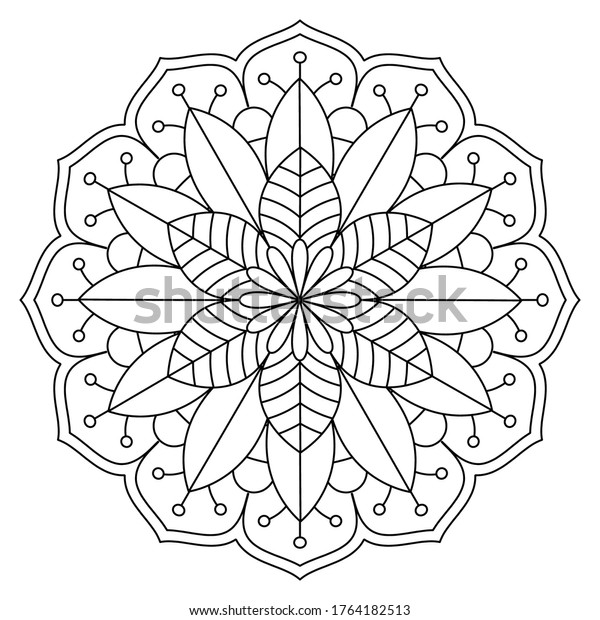 Easy Flower Drawing Small Mandalas Coloring Stock Vector (Royalty Free ...