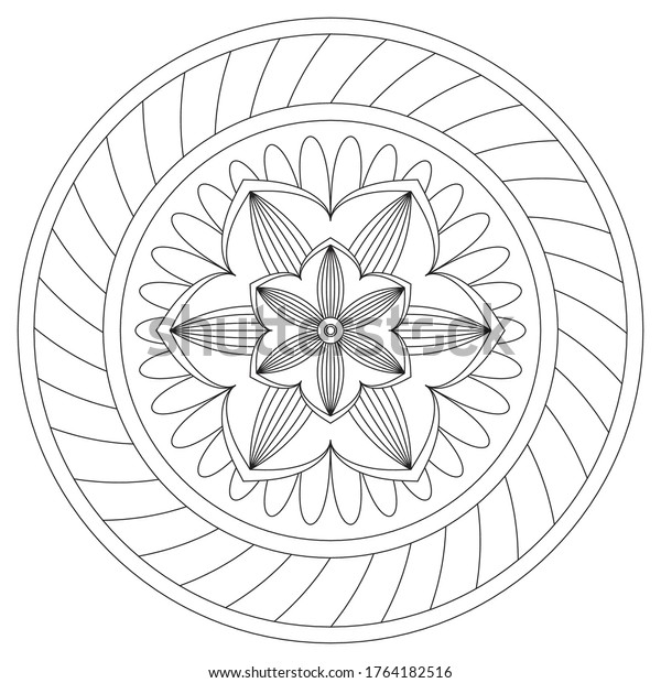 Easy Flower Drawing Small Mandalas Coloring Stock Vector (Royalty Free ...